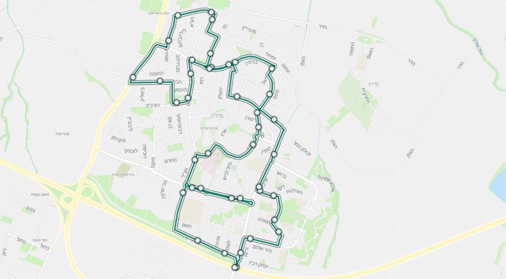 Egged Bus Route 1: Menachem Begin Boulevard/Road 7 to Menachem Begin ...