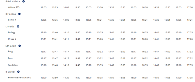 Route TD13: Tallinja Direct Routes from Valletta to Bugibba and ...