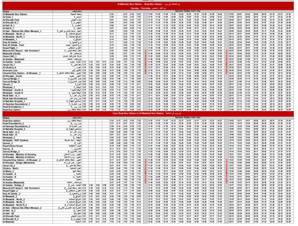 Oman Bus Route 2: From Ruwi Bus Station to Wadi Kabir Timetables, Route ...