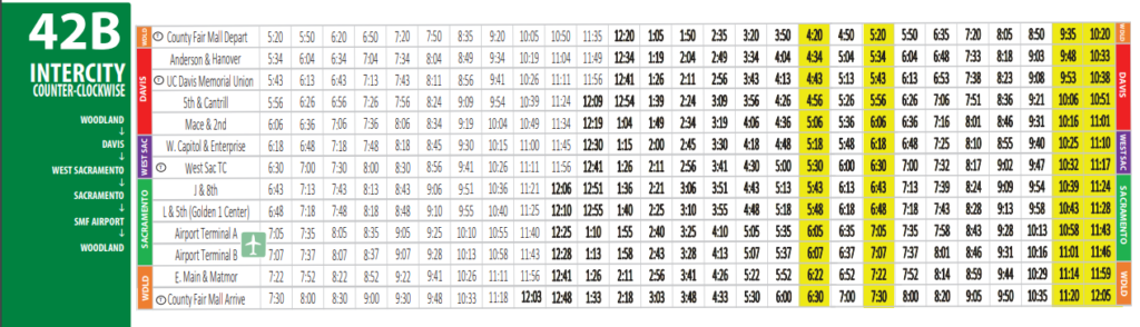 Yolobus USA Bus Route 42B Intercity Loop Counterclockwise (Airport ...