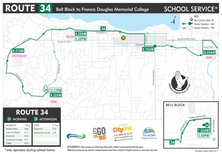 New Zealand TRC - Citylink School Buses Route 34 - Bell Block to FDMC ...