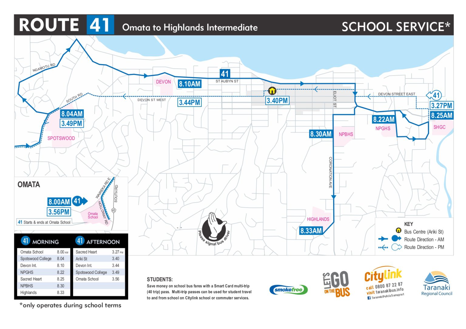 New Zealand TRC - Citylink School Buses Route 41 - Omata to Highlands ...