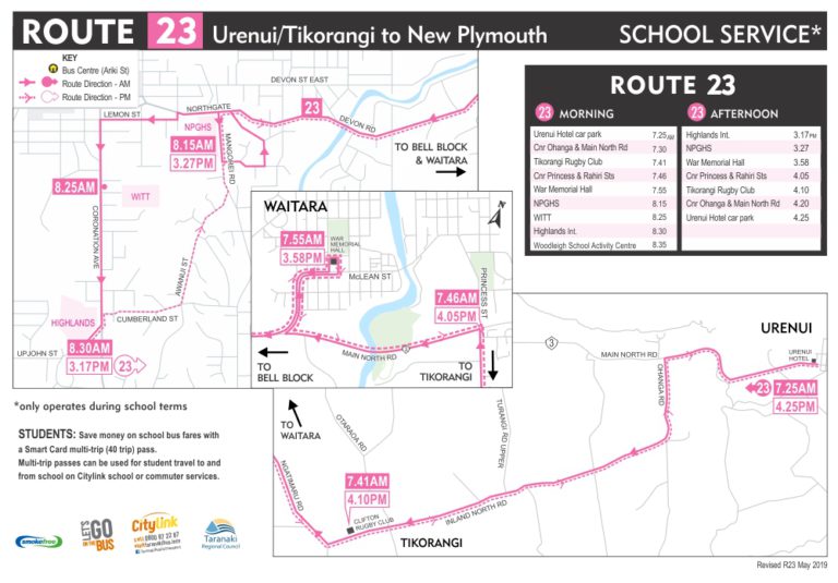 New Zealand TRC - Citylink School Buses Route 23 - Urenui/Tikorangi to ...