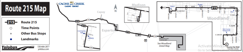 Yolobus USA Bus Route 215 Eastbound : Timetables, Maps, Schedules ...