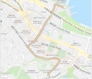 Hong Kong Bus Route No: 15C Garden Road (Lower Peak Tram Terminus) to ...