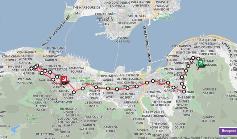 Hong Kong Bus Route No: 23B Braemar Hill to Robinson Road and Vice ...