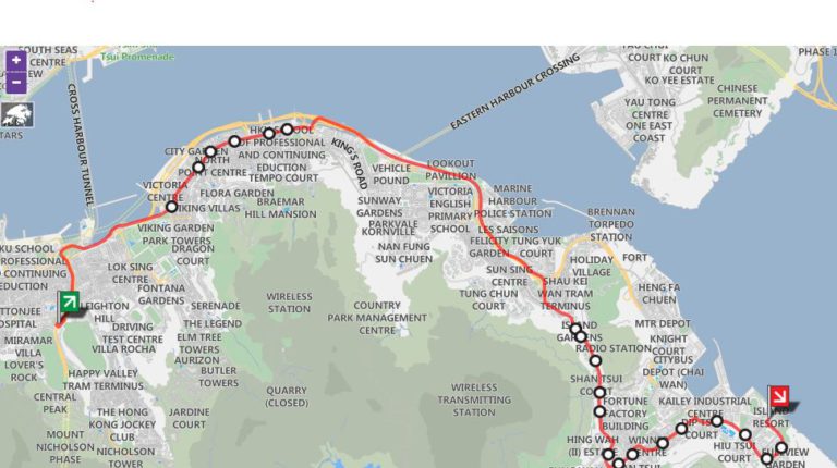 Hong Kong Bus Route No: 8S Happy Valley Racecourse to Siu Sai Wan ...