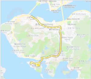 Hong Kong Bus Route No: N90 South Horizons to Central (Macau Ferry) and ...