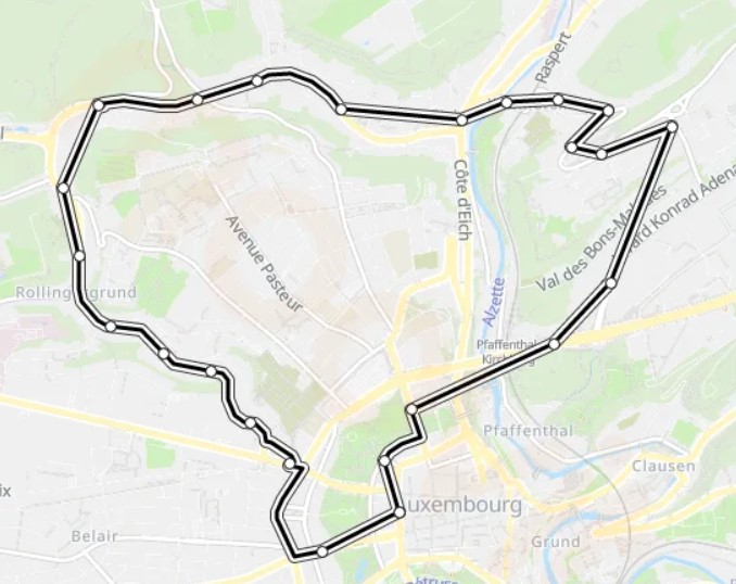 Luxembourg Mobiliteit City Night Bus Line No: CN5 from Centre to ...