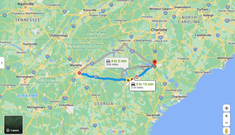 US Mega Bus Route No: SE1 Runs from Atlanta to Columbia Timetables ...