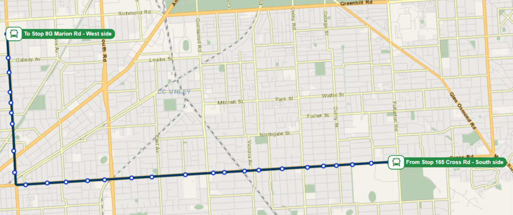 Adelaide Bus Route No: 100N (Cross Town Connector Services) runs from ...