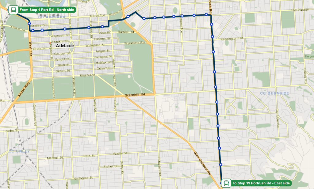 Adelaide Bus Route No: 140 (Eastern Routes) runs from Adelaide city ...