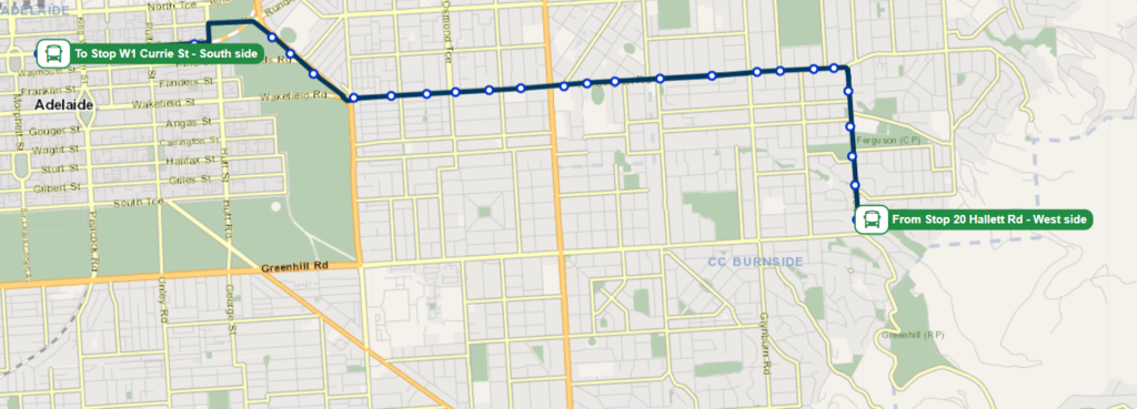 Adelaide Bus Route No: 141 (Eastern Routes) runs from Stonyfell to ...