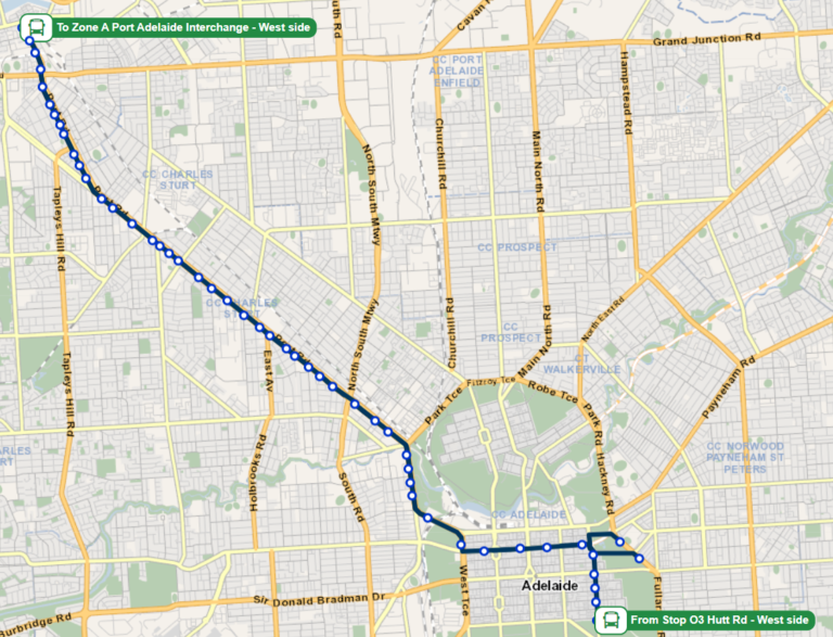 Adelaide Bus Route No: 150P (City Buses(Western Routes)) runs from ...