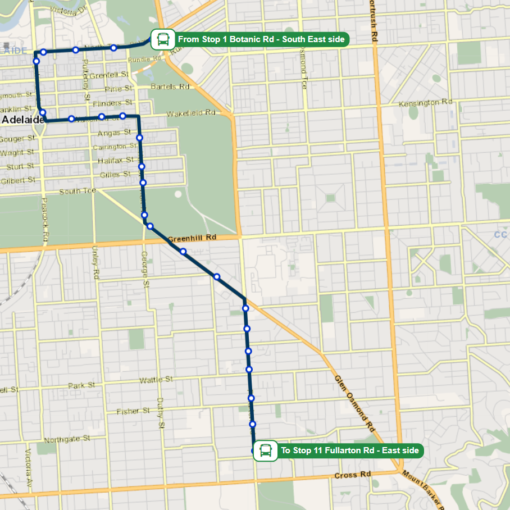 Adelaide Bus Route No: AO12 (Adelaide Oval Footy Express) runs from ...