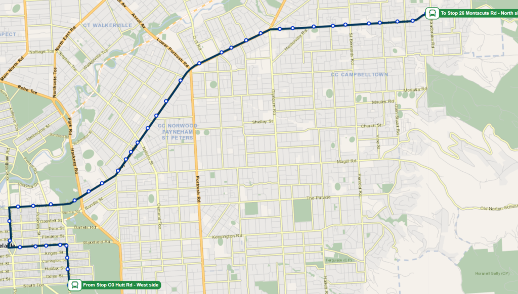 Adelaide Bus Route No: 178S (Eastern Routes) runs from Paradise ...
