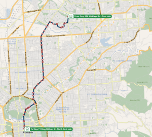 Adelaide Bus Route No: 202 (City Buses(Northern Routes)) runs from ...