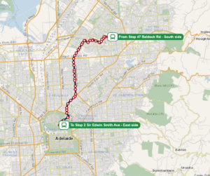 Adelaide Bus Route No: 203F (City Buses(Northern Routes)) runs from Tea ...
