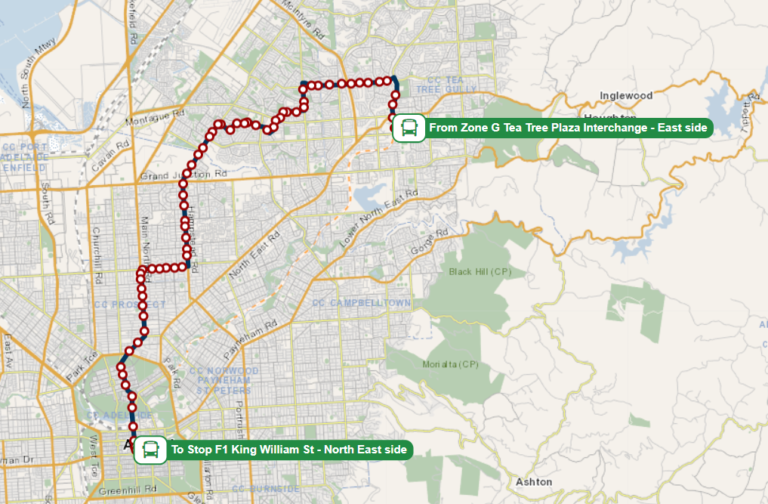 Adelaide Bus Route No: 209F (City Buses(Northern Routes)) runs from Tea ...