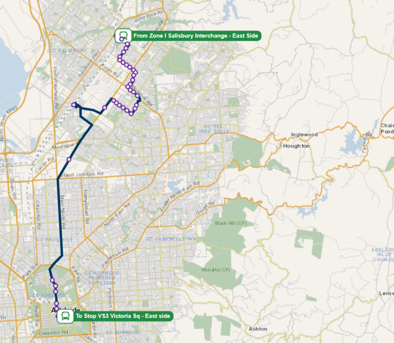 Adelaide Bus Route No: 225X (City Buses(Northern Routes)) runs from ...