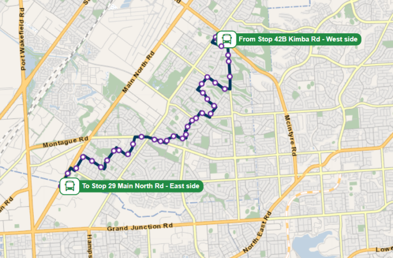 Adelaide Bus Route No: 229 (Northern Feeder Services) runs from Para ...