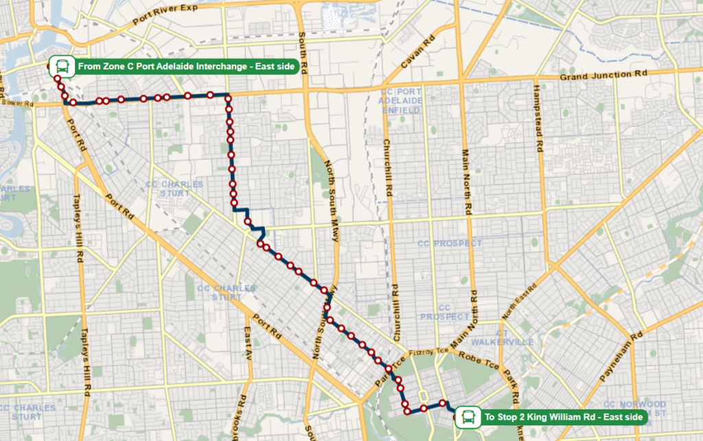 Adelaide Bus Route No: 254 (City Buses(Western Routes)) runs from Port ...