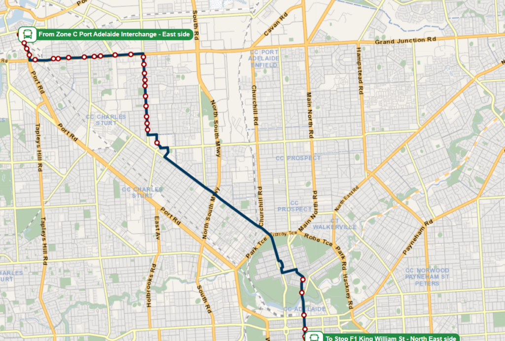 Adelaide Bus Route No: 254X (City Buses(Western Routes)) runs from Port ...