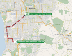 Adelaide Bus Route No: 263 (City Routes(Southern Routes)) runs from ...