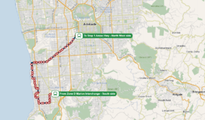 Adelaide Bus Route No: 265 (City Routes(Southern Routes)) runs from ...