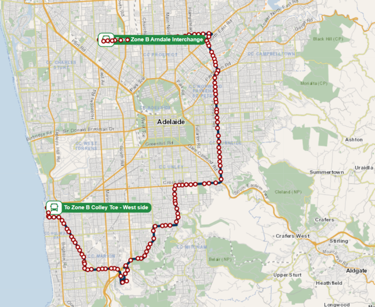 Adelaide Bus Route No 300G Cross Town Connector Services Runs From