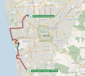 Adelaide Bus Route No: 300M (Cross Town Connector Services) runs from ...