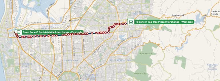 Adelaide Bus Route No: 361 (Cross Town Connector Services) runs from ...