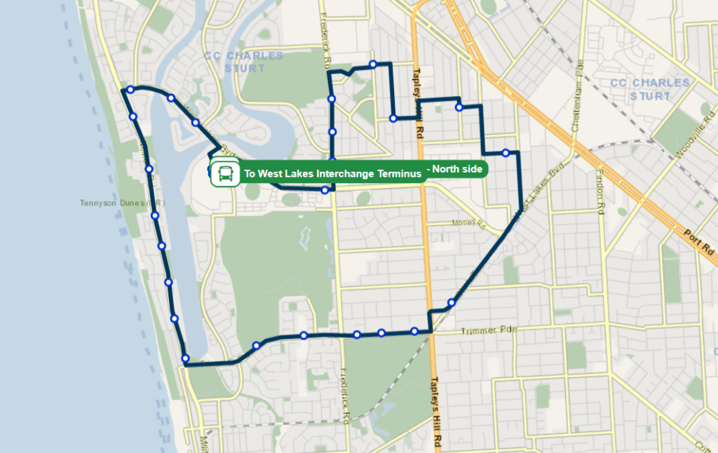Adelaide Bus Route No: 372 (Western Feeder Services) runs from West ...