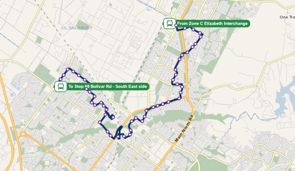 Adelaide Bus Route No: 400 (Northern Feeder Services) runs from ...
