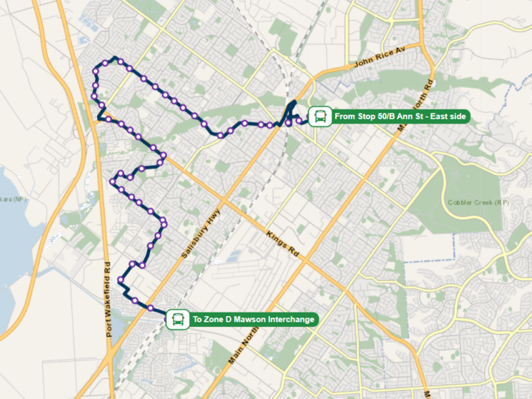 Adelaide Bus Route No: 411 (Northern Feeder Services) runs from Mawson ...