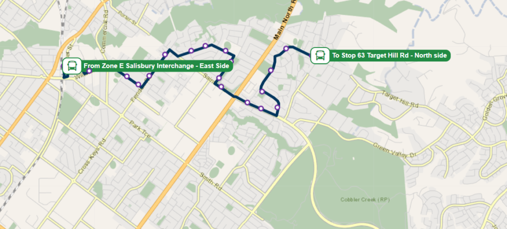 Adelaide Bus Route No: 415H (Northern Feeder Services) runs from ...