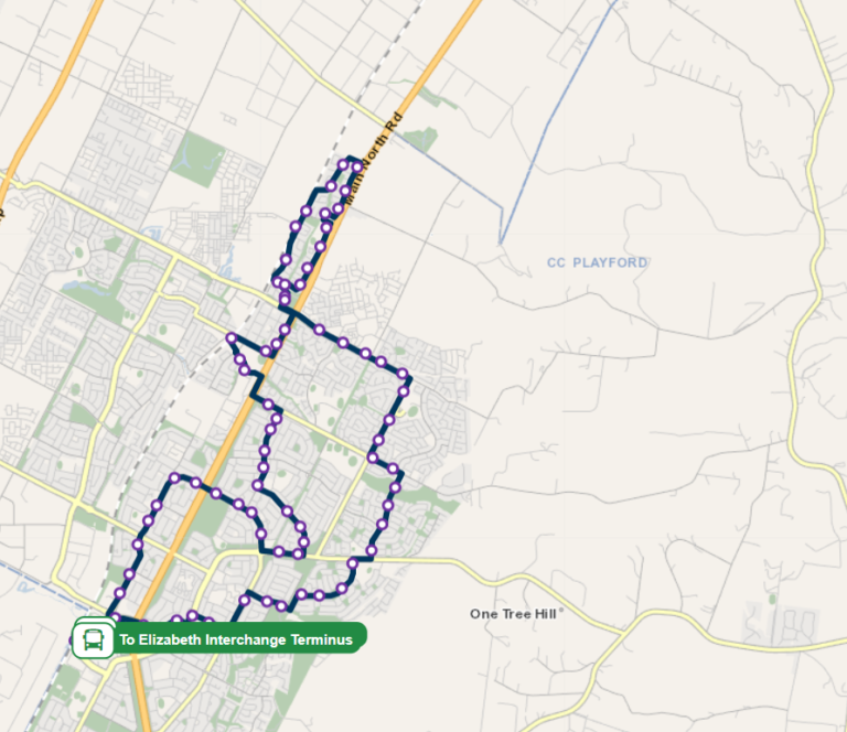 Adelaide Bus Route No: 443 (Northern Feeder Services) runs from ...