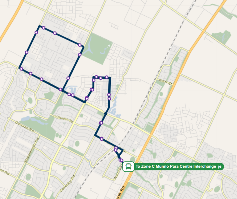 Adelaide Bus Route No: 461 (Northern Feeder Services) runs from Munno ...