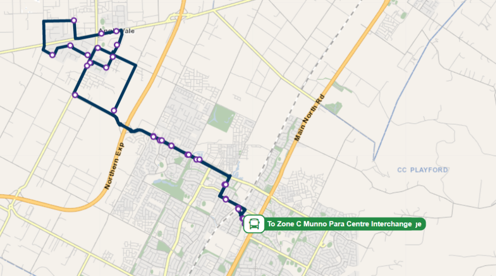Adelaide Bus Route No: 462 (Northern Feeder Services) runs from ...