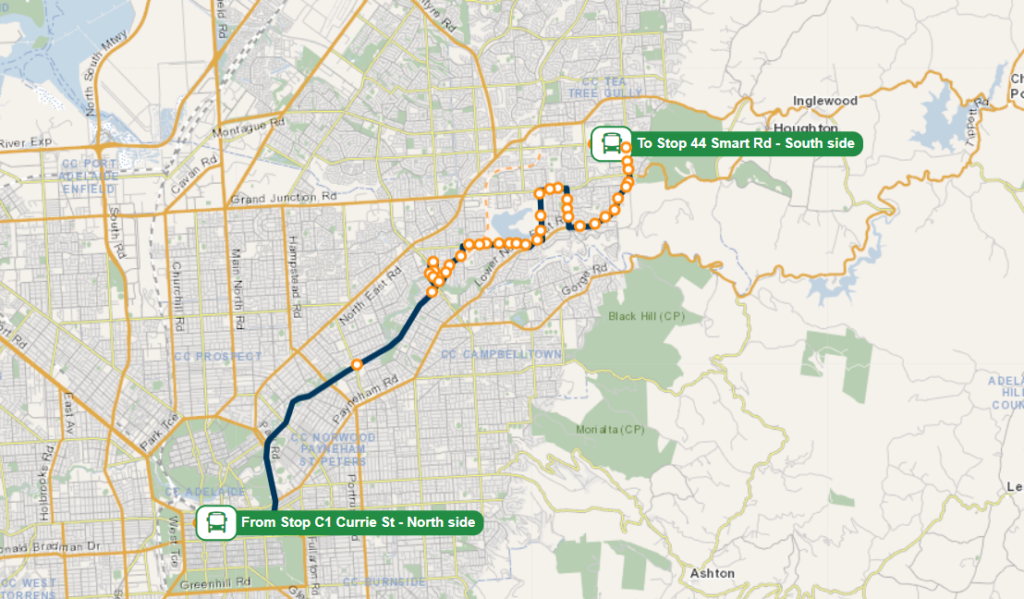 Adelaide Bus Route No: 559S Terminates at stop 44 Smart Road, St Agnes ...