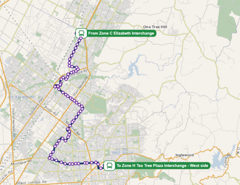 Adelaide Bus Route No: 560 (Cross Town Connector Services) runs from ...