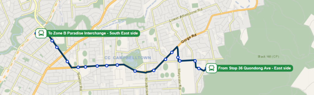 Adelaide Bus Route No: 579 (North Eastern and O-Bahn Feeders) runs from ...