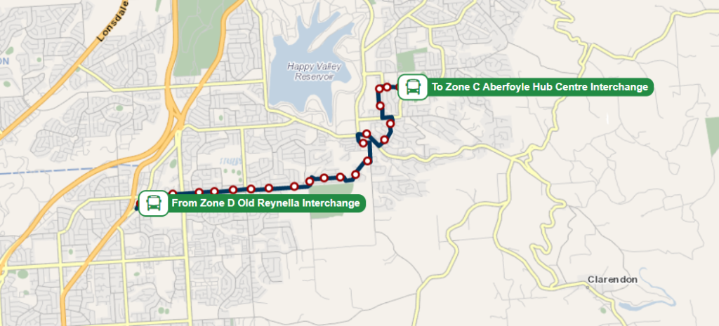 Adelaide Bus Route No: 600A (Feeder Routes) runs from Old Reynella ...