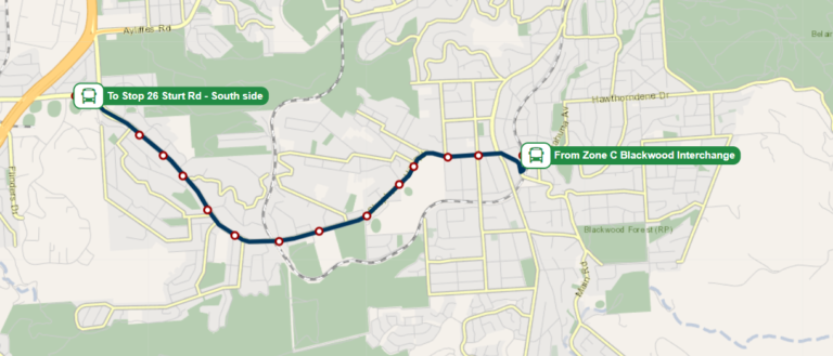 Adelaide Bus Route No: 600S (Feeder Routes) runs from Blackwood ...