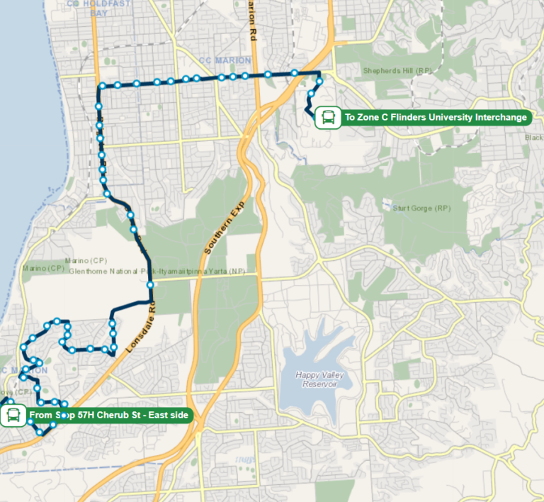 Adelaide Bus Route No: 681 (Feeder Routes) runs from Flinders ...