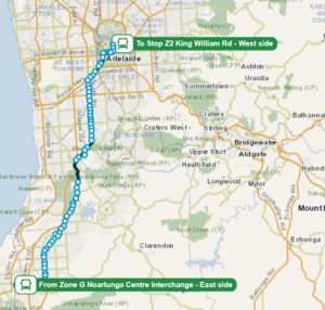 Adelaide Bus Route No: 721 (City Routes(Southern Routes)) runs from ...