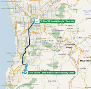 Adelaide Bus Route No: 723X (City Routes(Southern Routes)) runs from ...