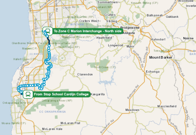 Adelaide Bus Route No: 733 (Feeder Routes) runs from Colonnades ...