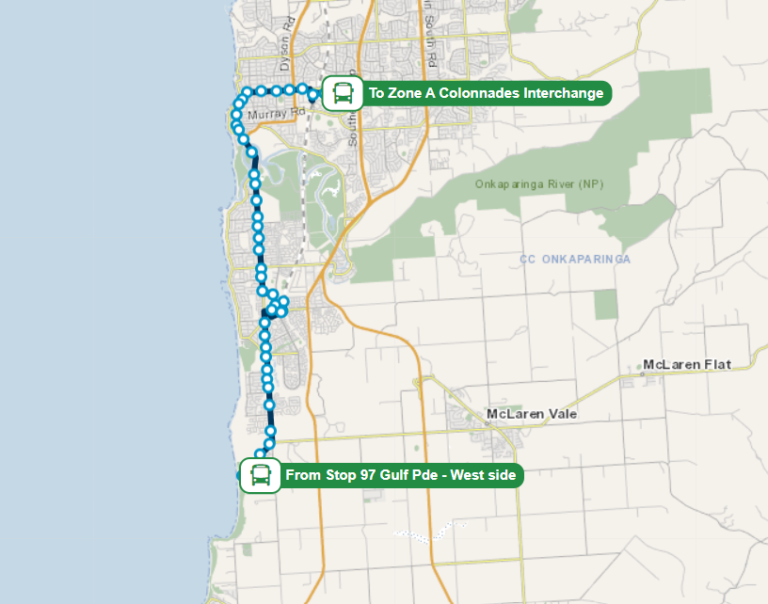 Adelaide Bus Route No: 741 (Feeder Routes) runs from Colonnades ...