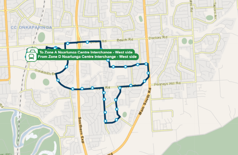 Adelaide Bus Route No: 743 (Feeder Routes) runs from Noarlunga Centre ...